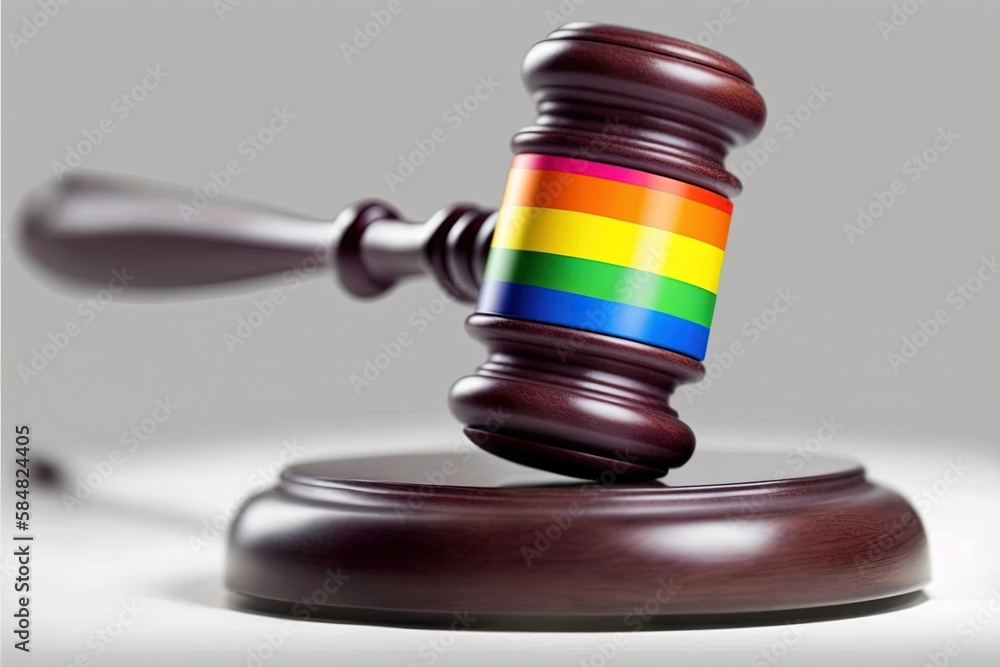 LGBT rights and laws, Judge gavel with LGBT symbol Stock Illustration ...