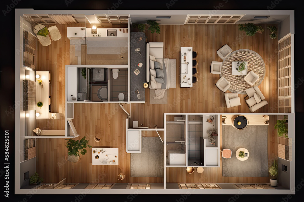 Apartment visualization, design project. Architectural plan for ...