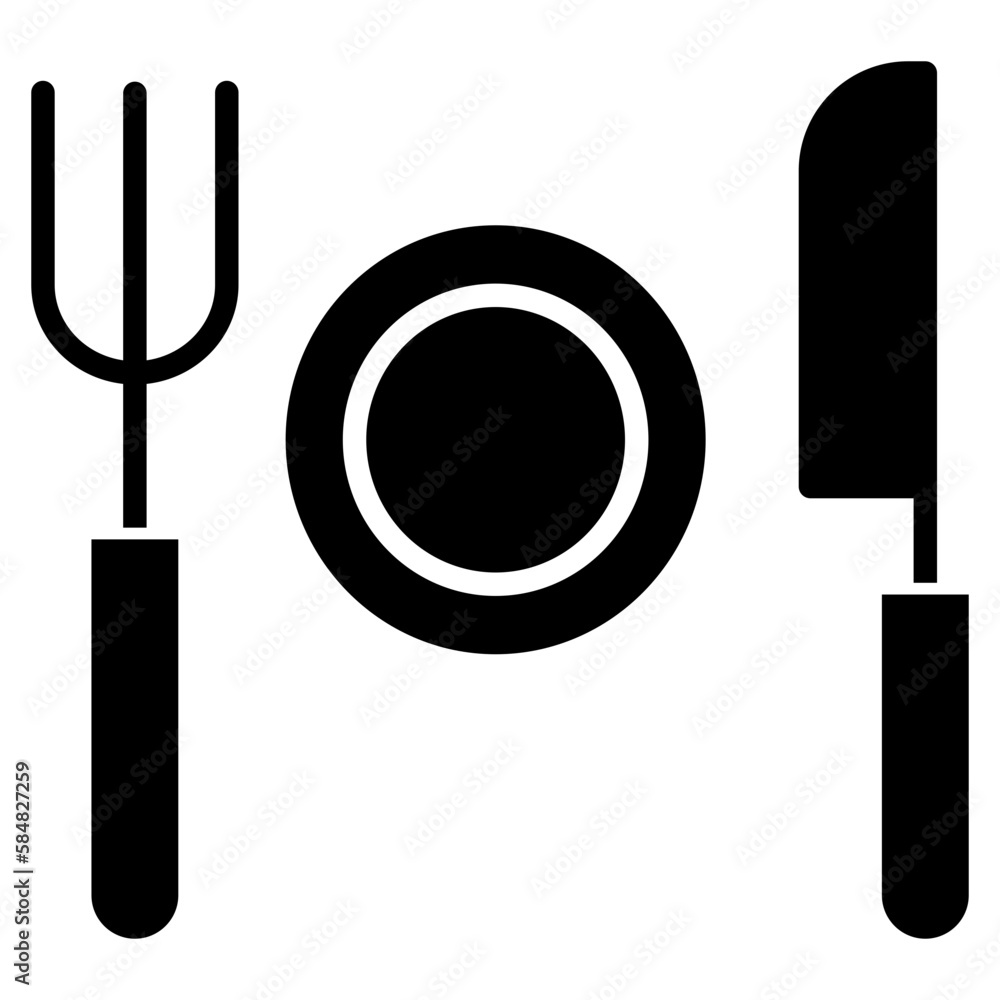 Solid food plate icon Stock Vector | Adobe Stock
