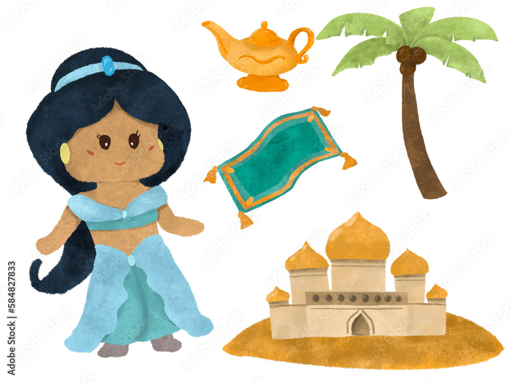 Jasmine Princess , Arabian cute and chubby princess with her attributes ...