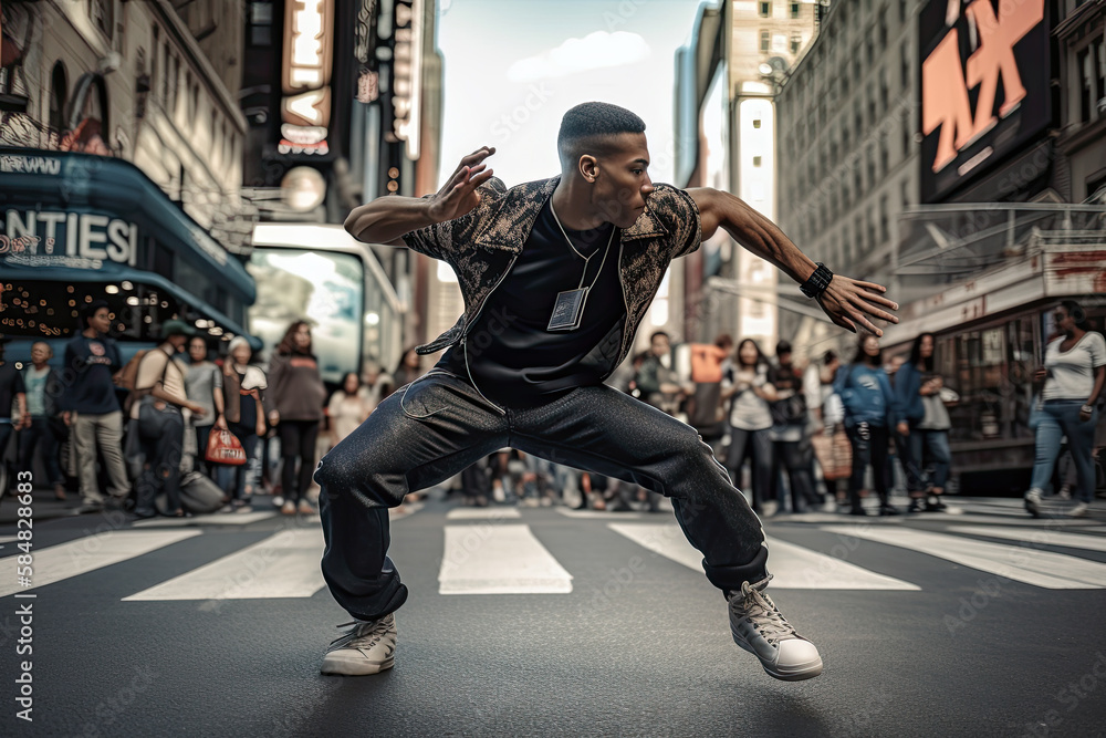 Generative AI Illustration of a black hip hop or urban dance dancer ...