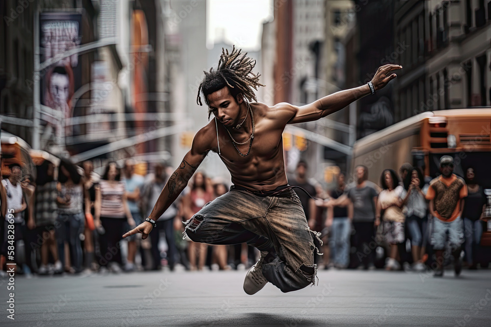 Generative AI Illustration of a black hip hop or urban dance dancer ...