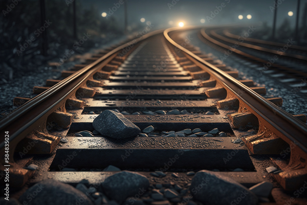 railroad tracks, created by a neural network, Generative AI technology ...