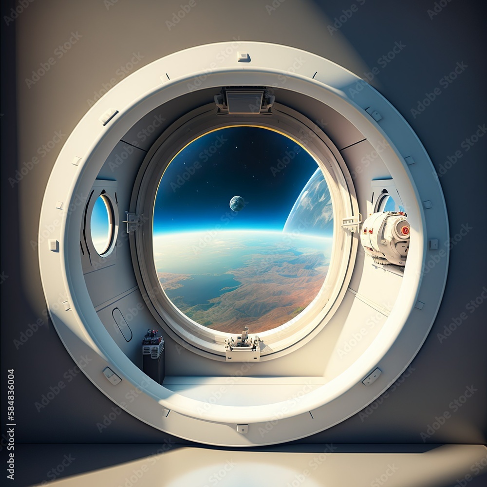 The view out a window of a spaceship on earth Stock Illustration ...