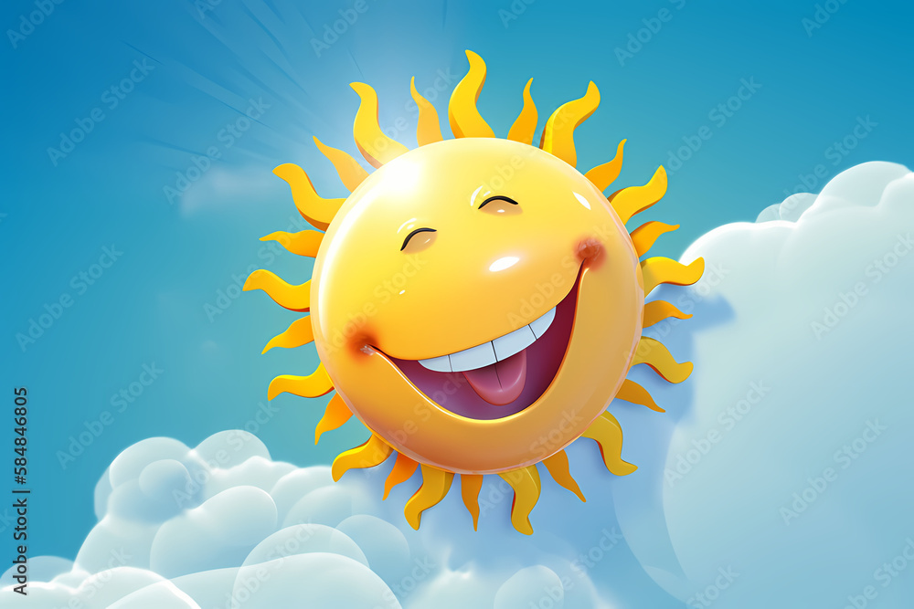 sun is depicted with a friendly face and rosy cheeks, radiating warmth ...