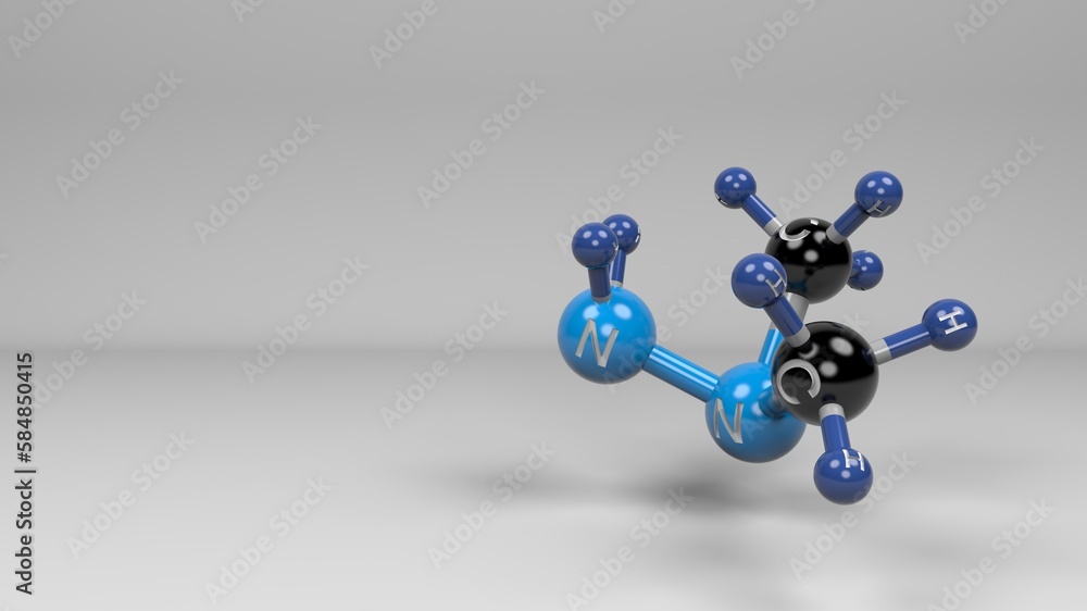 Dimethylhydrazine molecule. Molecular structure of UDMH, toxic compound ...