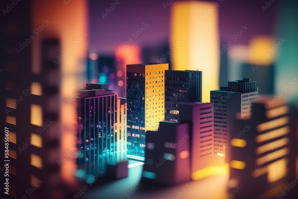 Colorful Abstract Cityscape: A Cinematic Fabric of Realistic Design ...