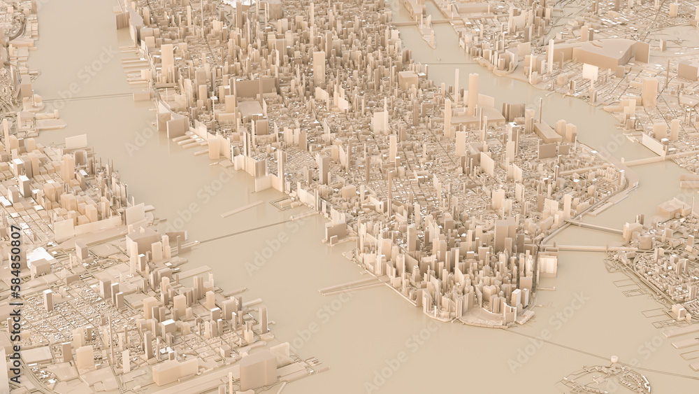 3d model of an aerial view of Manhattan Stock Photo | Adobe Stock