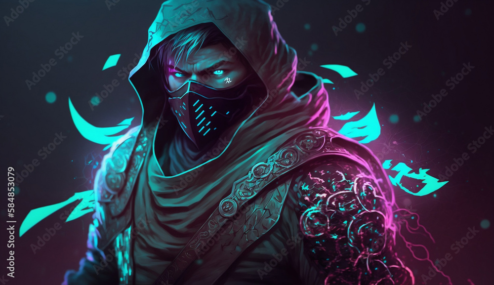 hyperdetailed Colorful Fantasy Ninja - RGB Wallpaper and Background ...