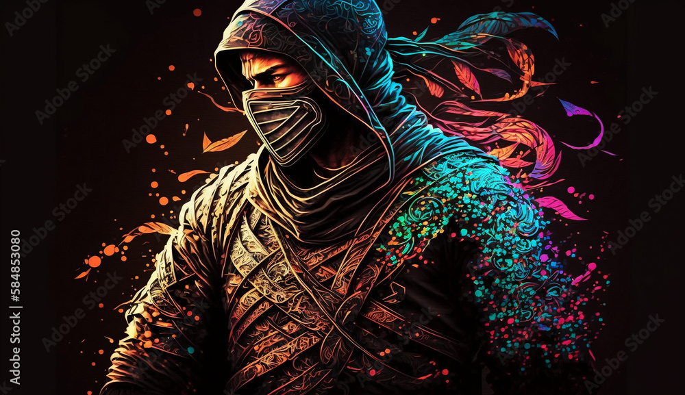 hyperdetailed Colorful Fantasy Ninja - RGB Wallpaper and Background ...