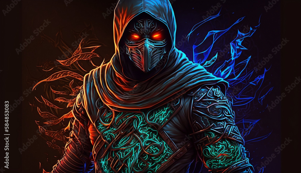hyperdetailed Colorful Fantasy Ninja - RGB Wallpaper and Background ...