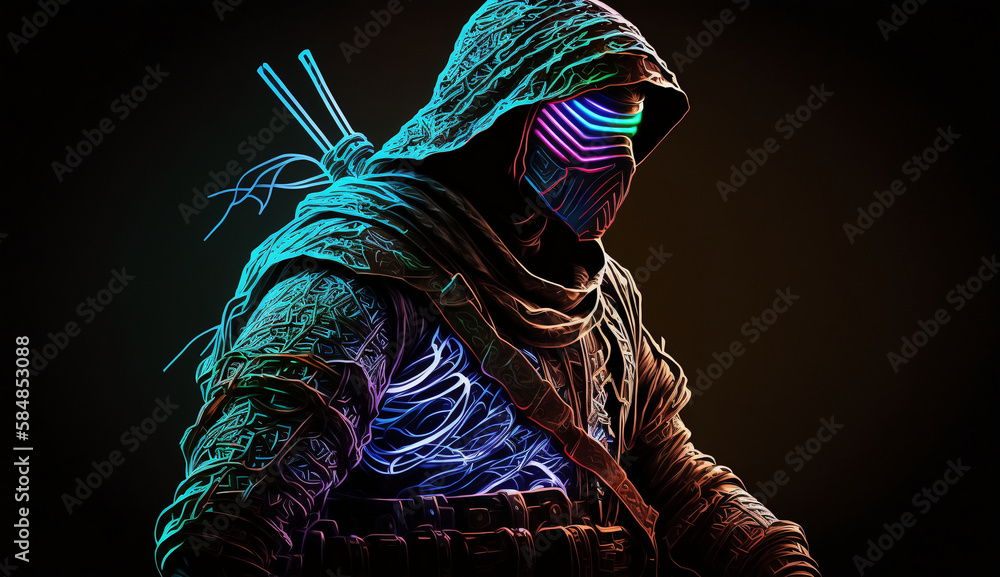 hyperdetailed Colorful Fantasy Ninja - RGB Wallpaper and Background ...