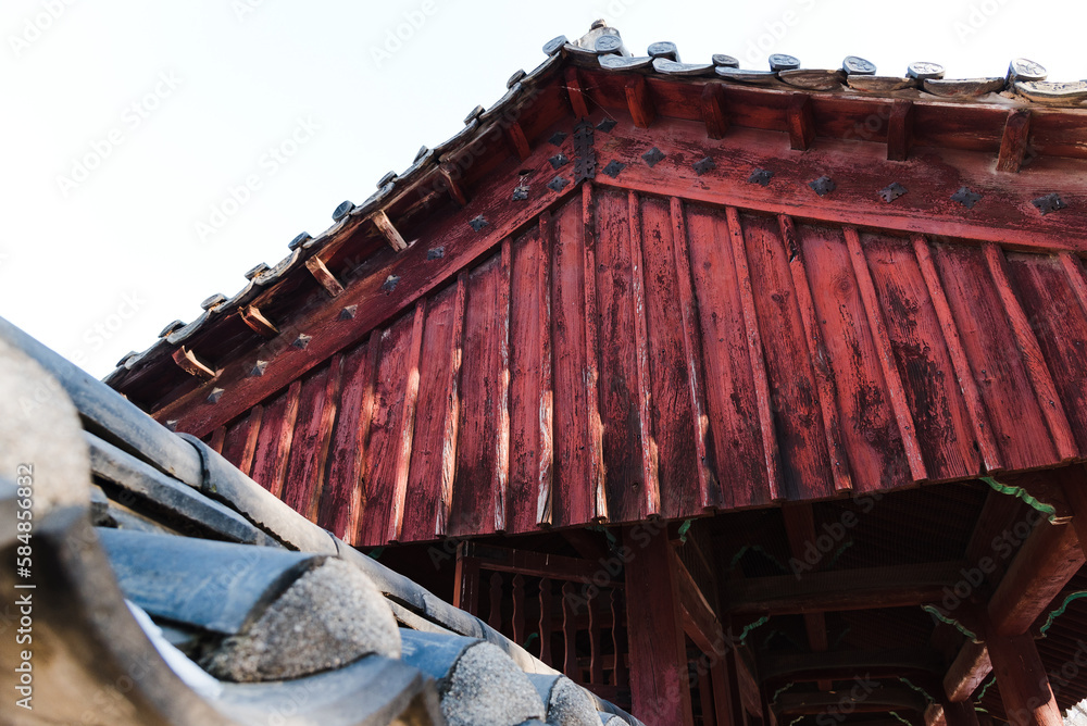 Side of gate in Royal Ancestral Shrine, Seoul Stock Photo | Adobe Stock