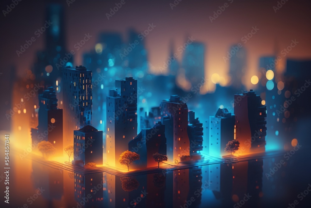 Cinematic Abstract Cityscape: Ethereal Octane Render with Unique Colors ...
