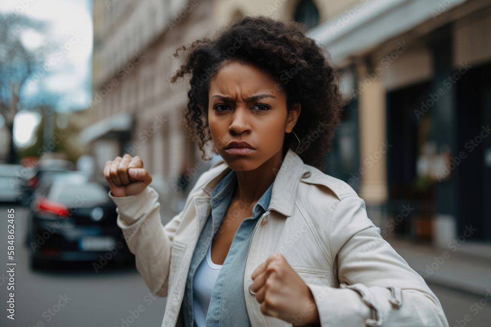 Empowerment in the face of street harassment - woman confidently ...