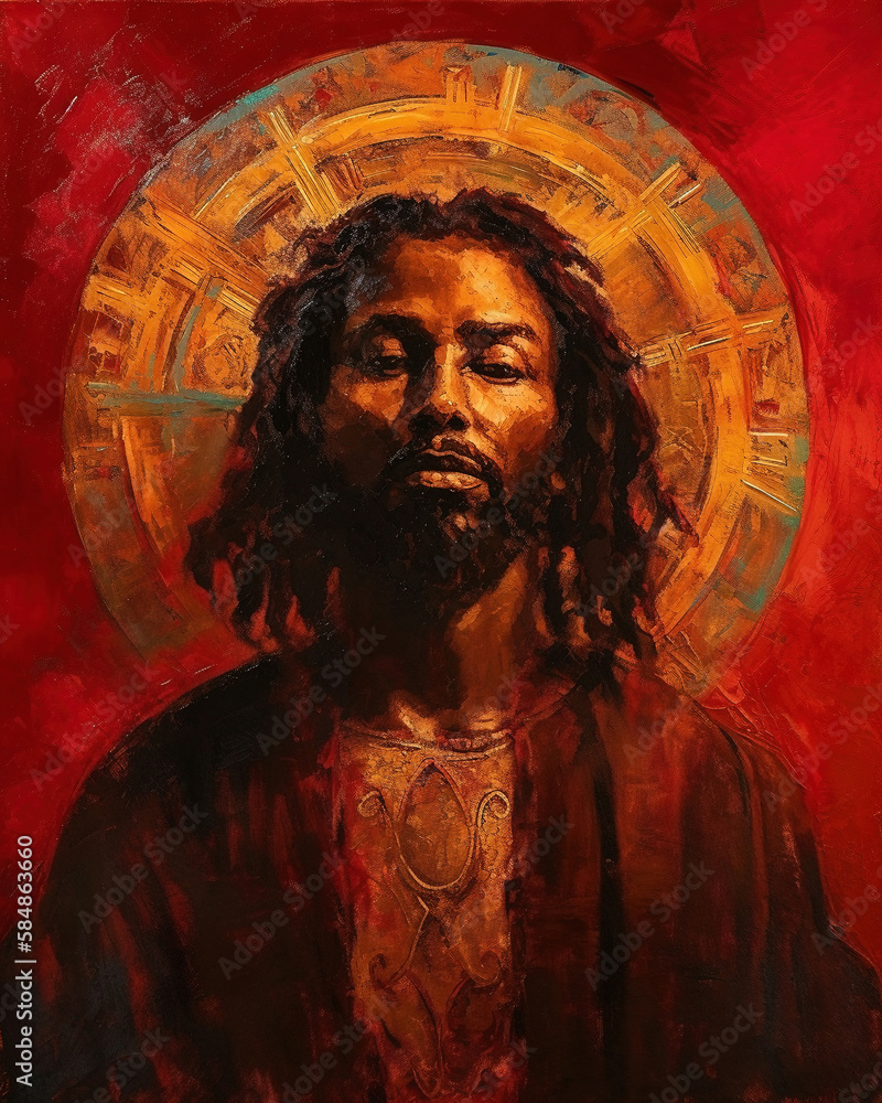 black jesus, painting (generative ai content) Stock Illustration ...