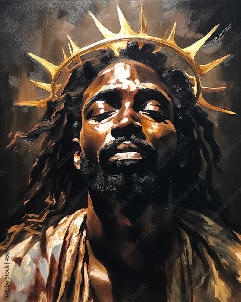 black jesus, painting (generative ai content) Stock Illustration ...
