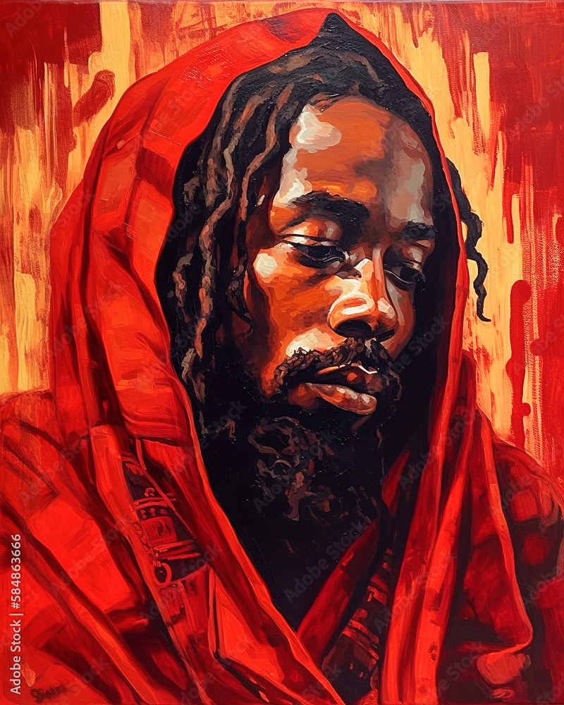 black jesus, painting (generative ai content) Stock Illustration ...