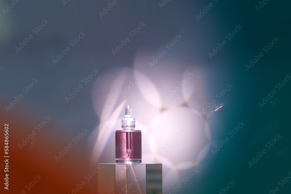 Serum skin care product on background with shadows, hyaluronic Stock ...