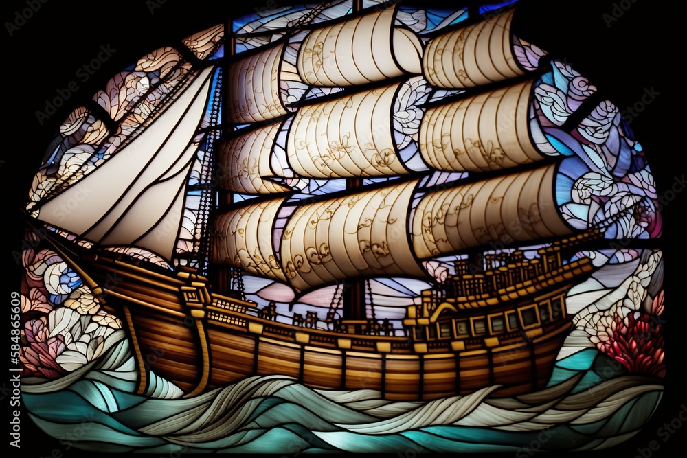 Ship made of stained glass, concept of Maritime culture, created with ...