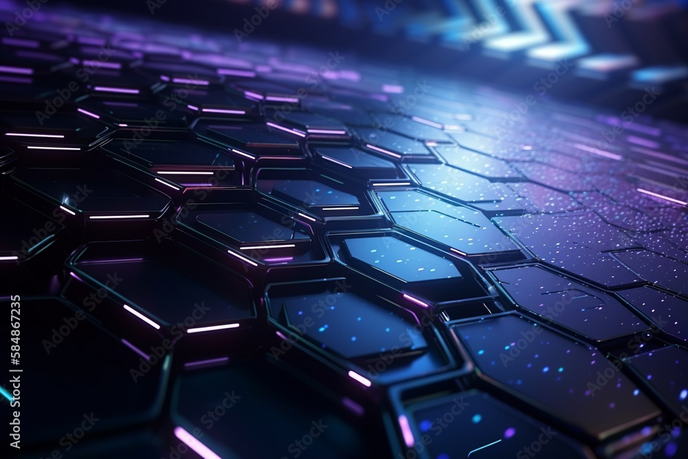 Futuristic tech abstract background featuring a hexagonal grid ...