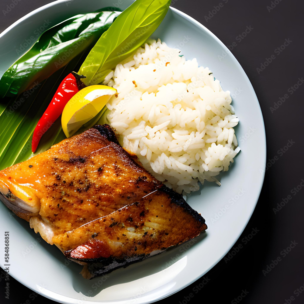 rice with fish Stock Illustration | Adobe Stock