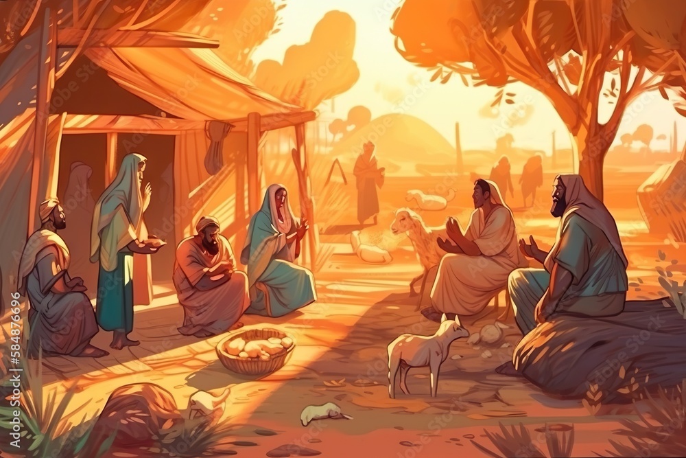 A Painting Of A Nativity Scene With A Baby Jesus In The Manger Farm ...