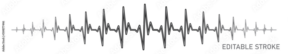 Poster 3d editable stroke heart diagram ascending, descending, black ...