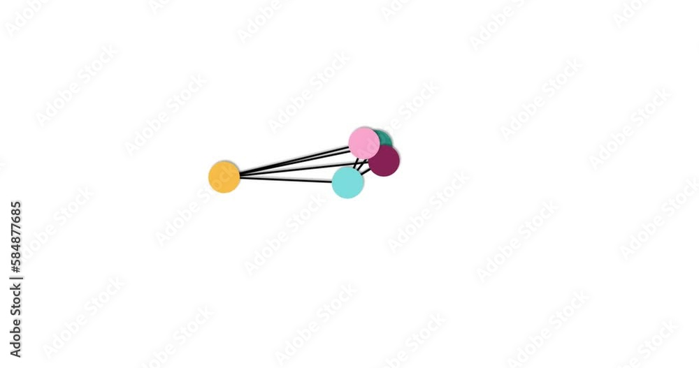 Animation with moving lines and circle shapes linked together. Abstract ...