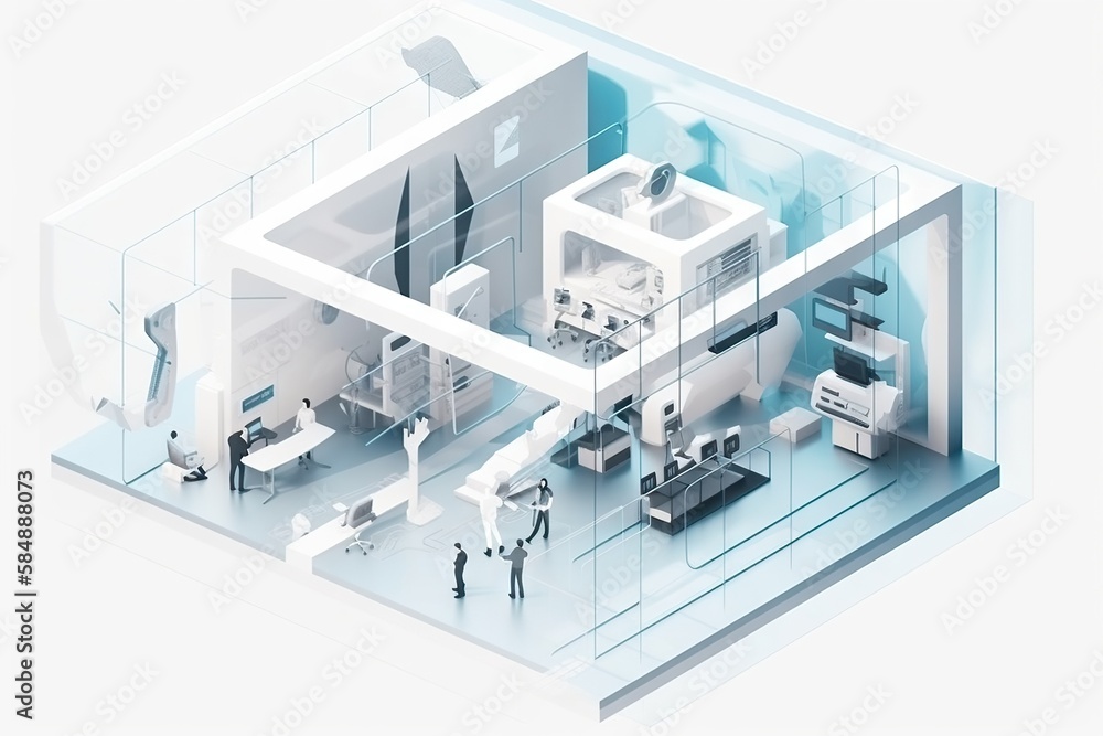 A Cutaway Of A Hospital Room With A Doctor And Nurses Factory Animation ...