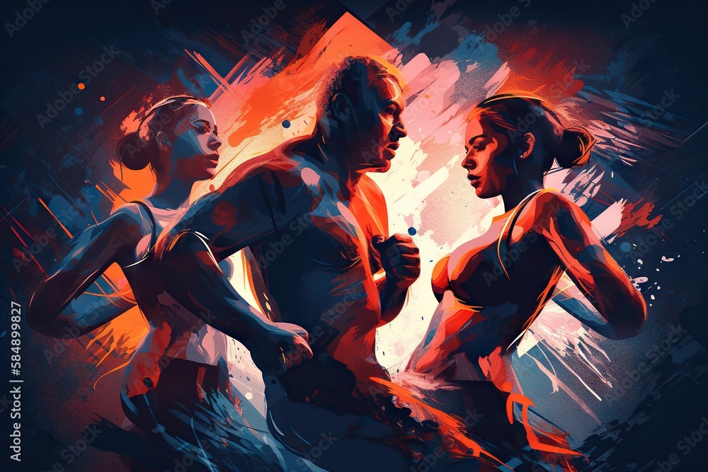 A Painting Of Two Women Talking To Each Other In Front Of A Mirror ...