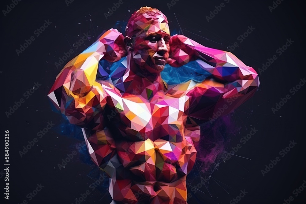A Man With A Colorful Body And A Black Background With A Colorful ...