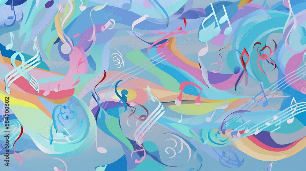 Abstract musical themed background with instruments and musical notes ...