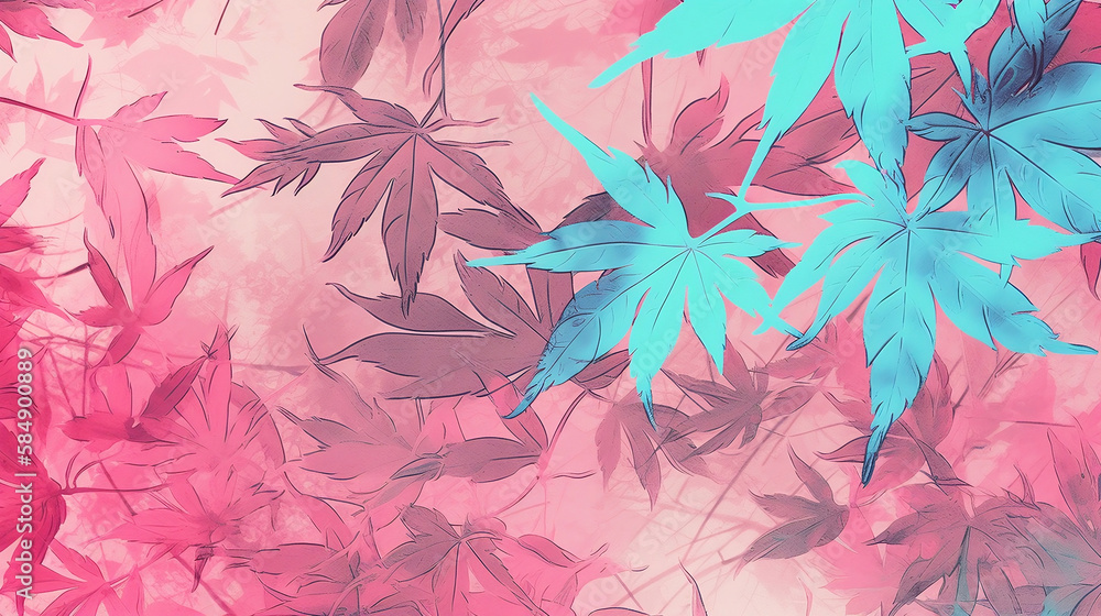 Pink background wallpaper with leaves Stock Illustration | Adobe Stock