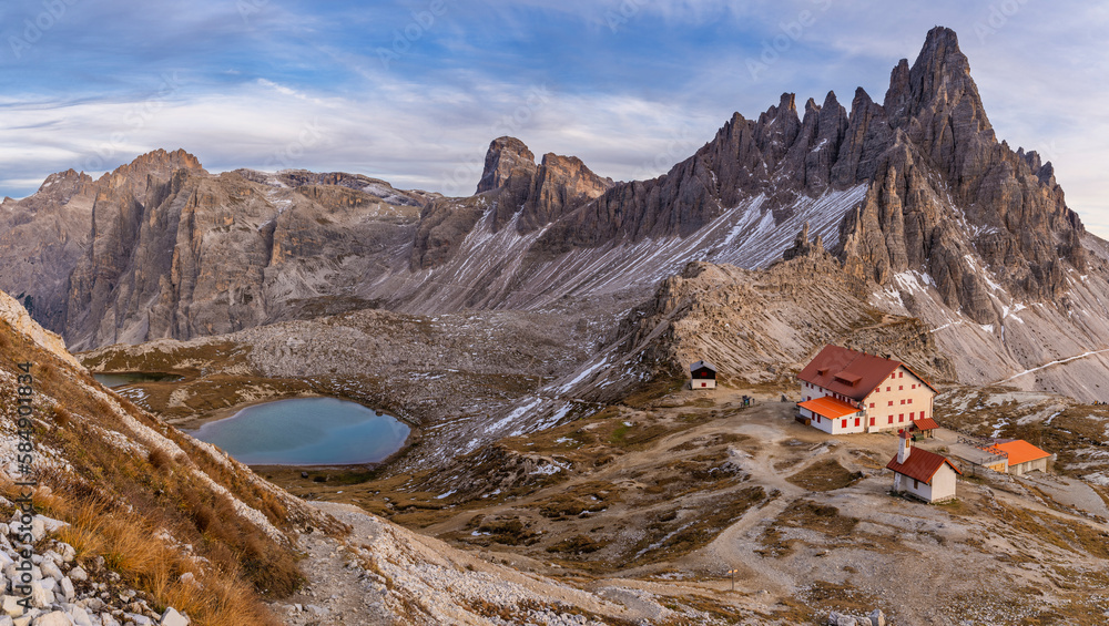 Locatelli Hut And Small Lakes In Tre Cime Di Lavaredo National Park ...