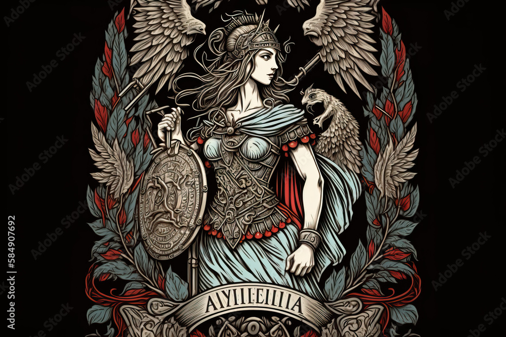 Athena, Goddess of Wisdom and Warfare: An Iconic Depiction of Divine ...