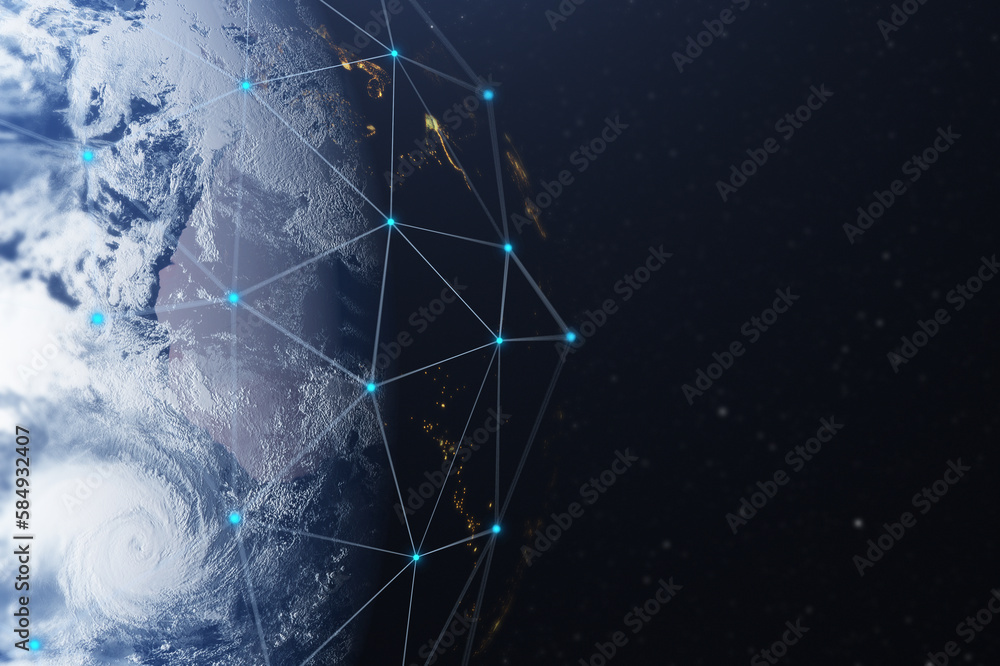 3D World globe data exchange , planet earth network connection web ...