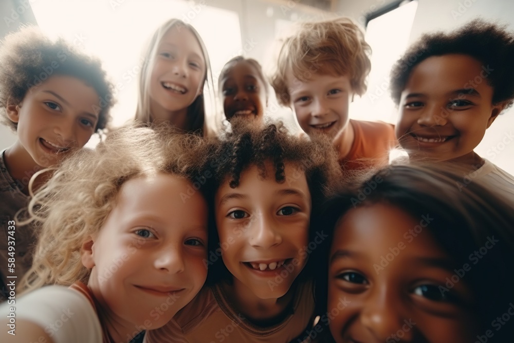 A Group Of Children Are Posing For A Picture Together In A Group ...