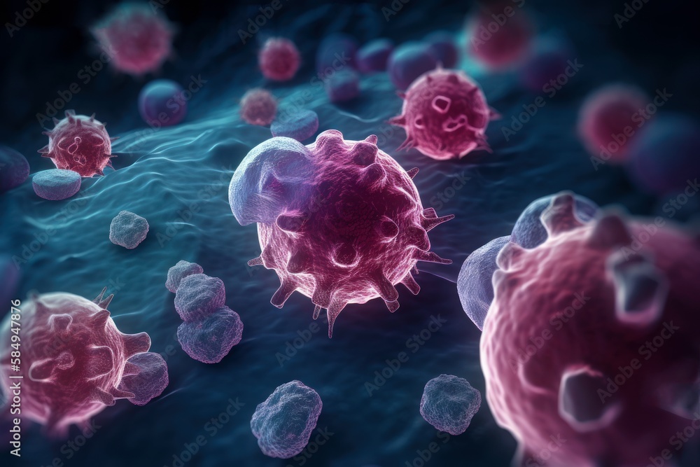 isolated cancer cells illustration closeup showing plague fever vivid ...