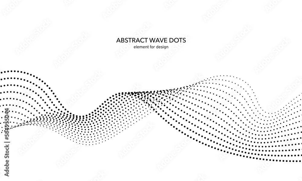 Abstract wave dotted element for design. Stylized line with dot on art ...