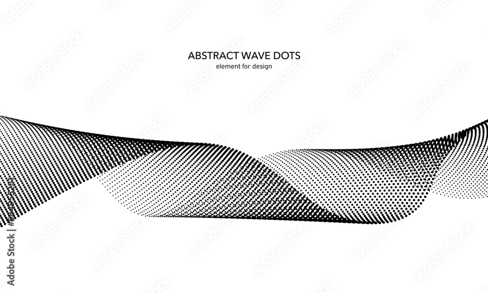 Abstract wave dotted element for design. Stylized line with dot on art ...