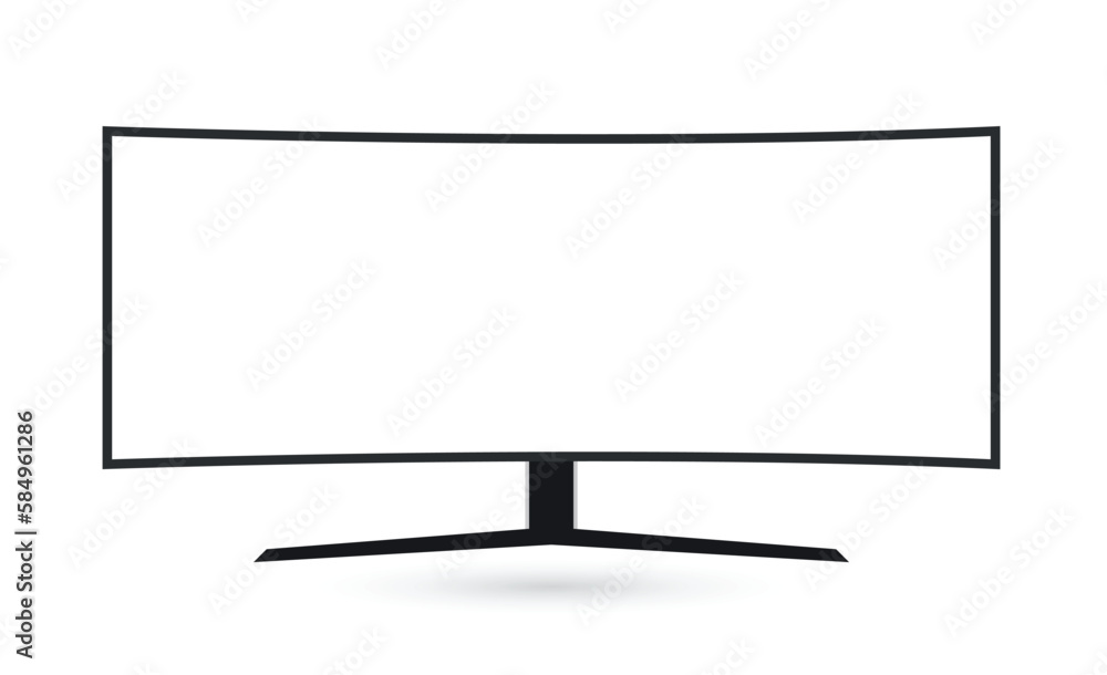 Curved screen monitor. plasma realistic, White blank HD monitor mockup ...