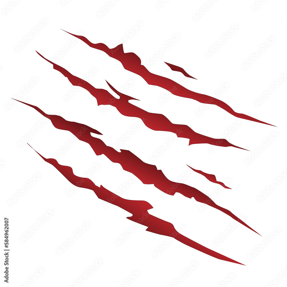 red animal nail scratches on png transparent background, Vector ...