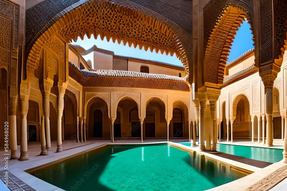 Masjid use of water features Islamic exterior design Stock Illustration ...