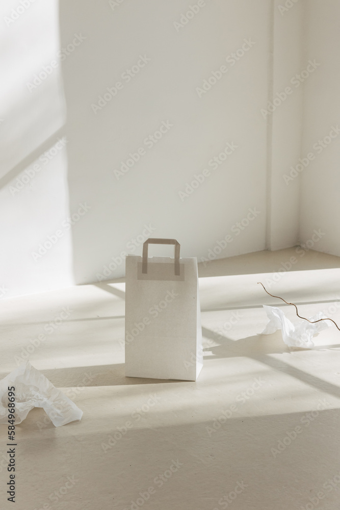 paper bag on the floor Stock Photo | Adobe Stock