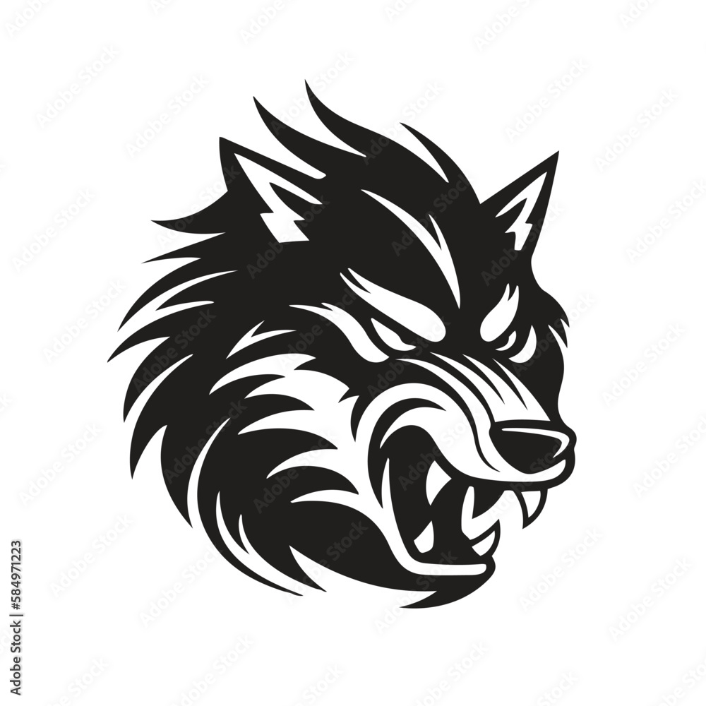 angry wolf mascot logo ,hand drawn illustration. Suitable For Logo ...