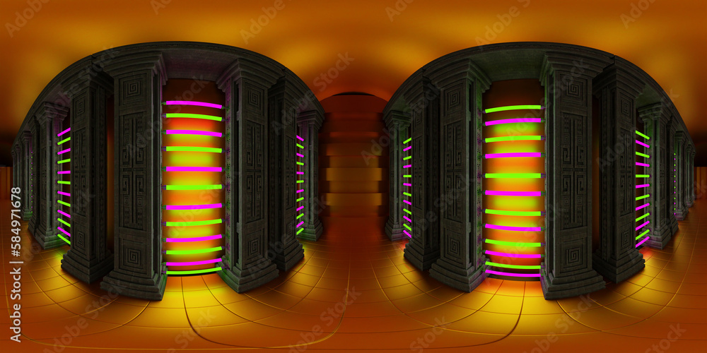 seamless HDRI map, spherical environment panorama background, golden ...