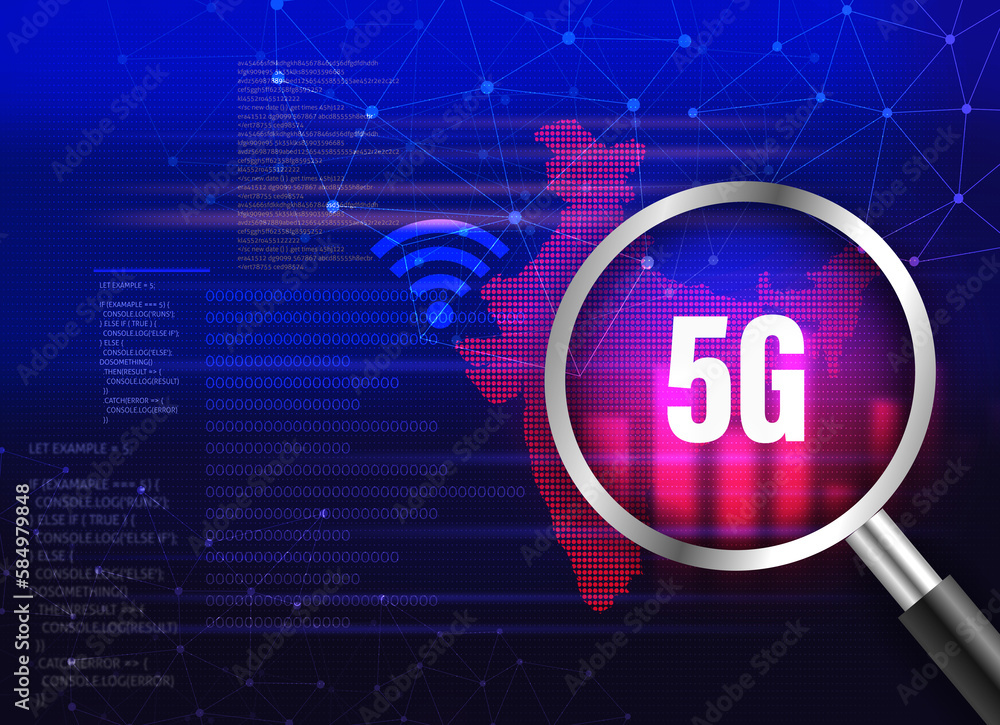 5G network in India concept illustration with Indian map Stock ...