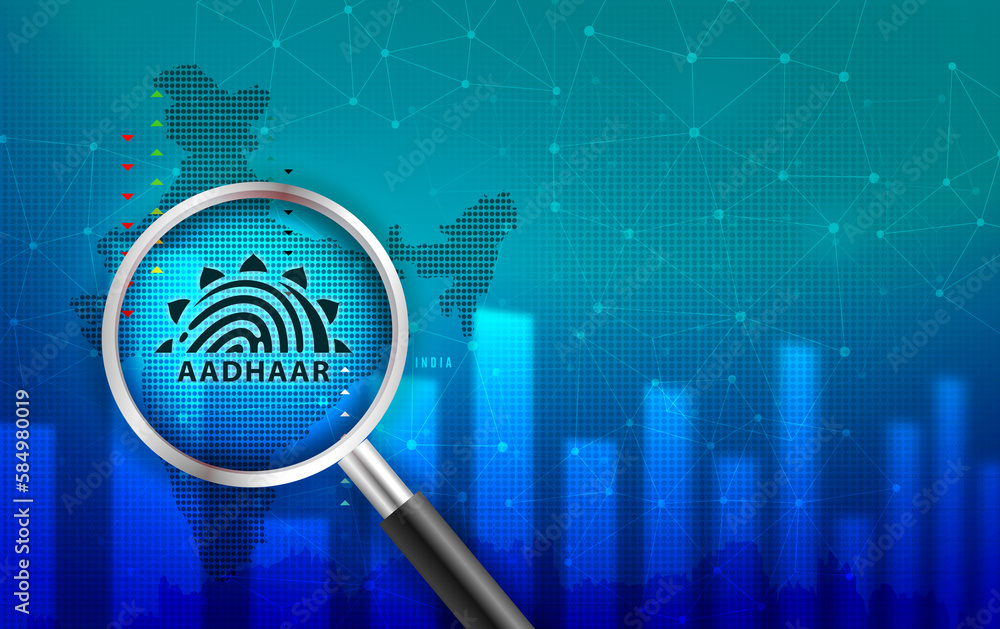 Delhi, India - march 10, 2023 : Aadhar card logo background ...