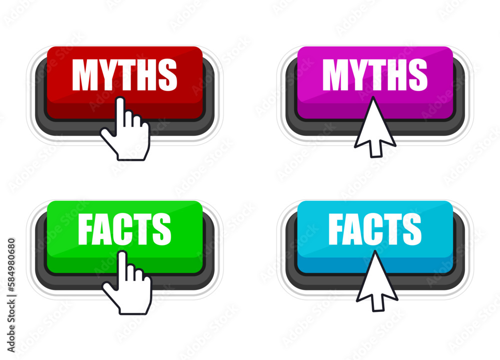 Facts vs myths, fact-checking. Check mark. Fake news. Rumors comparing ...